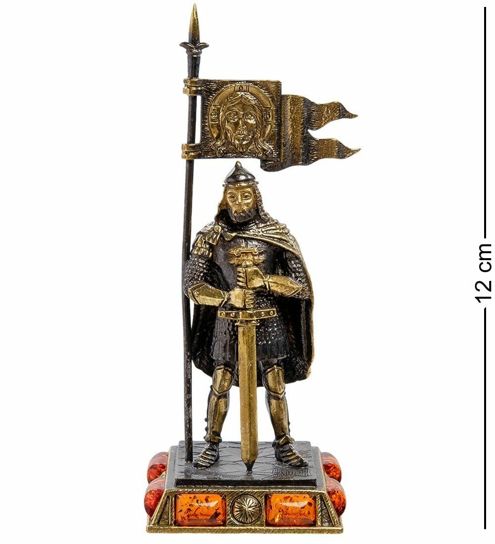 Фигурка 'Александр Невский' (латунь, янтарь)