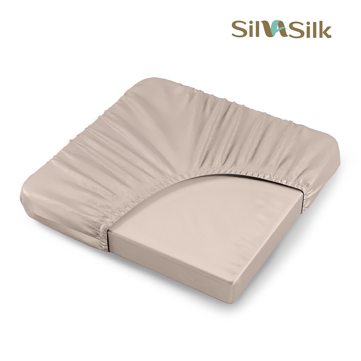 Простыня на резинке силвасилк/ silva silk, 100% лиоцелл 310 tc, "миндаль", размер 200 х 200 x 30 см