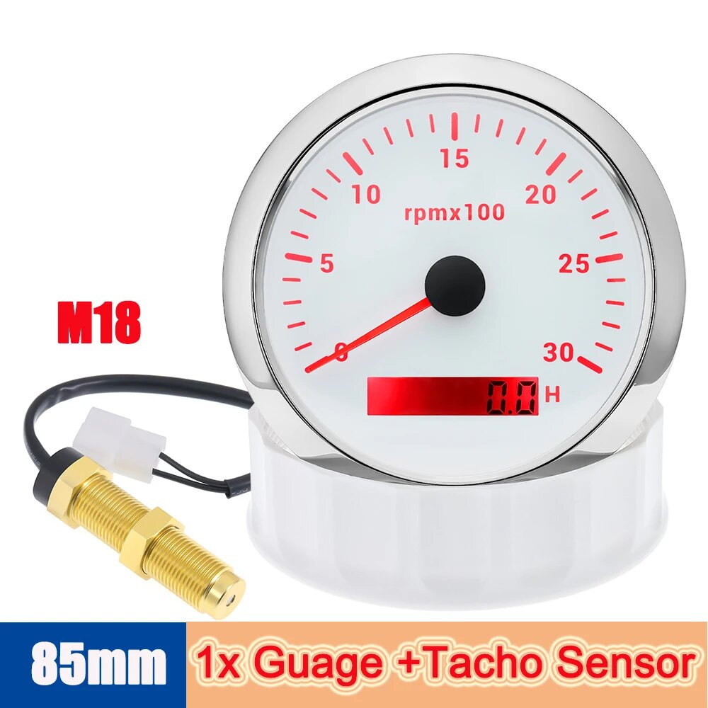 85 мм водонепроницаемый автомобильный тахометр для лодки с датчиком тахометра WS with M18 Sensor