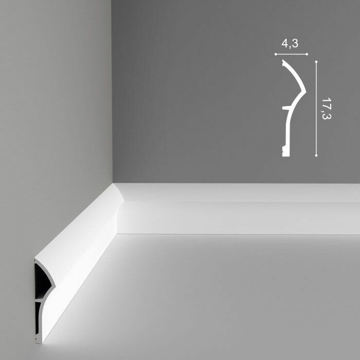 Плинтус Orac Decor SX167 Д200xШ4.3xВ17.3 см Лепнина из Дюрополимера / Орак Декор.