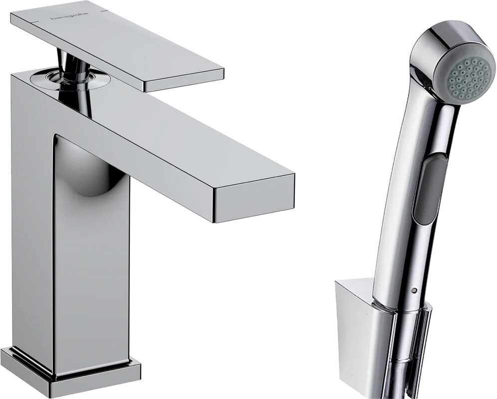 Смеситель для раковины Hansgrohe Tecturis E 73210000 с гигиеническим душем, донным клапаном, хром