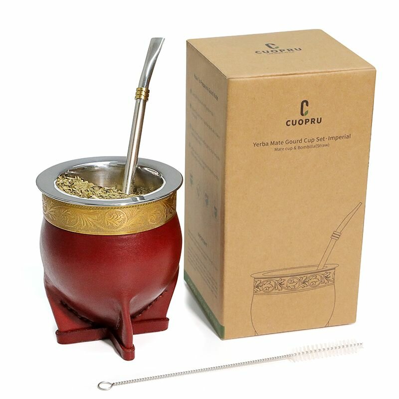 Kалабас Набор чашек Yerba mate ручной работы из натуральной кожи в стиле барокко