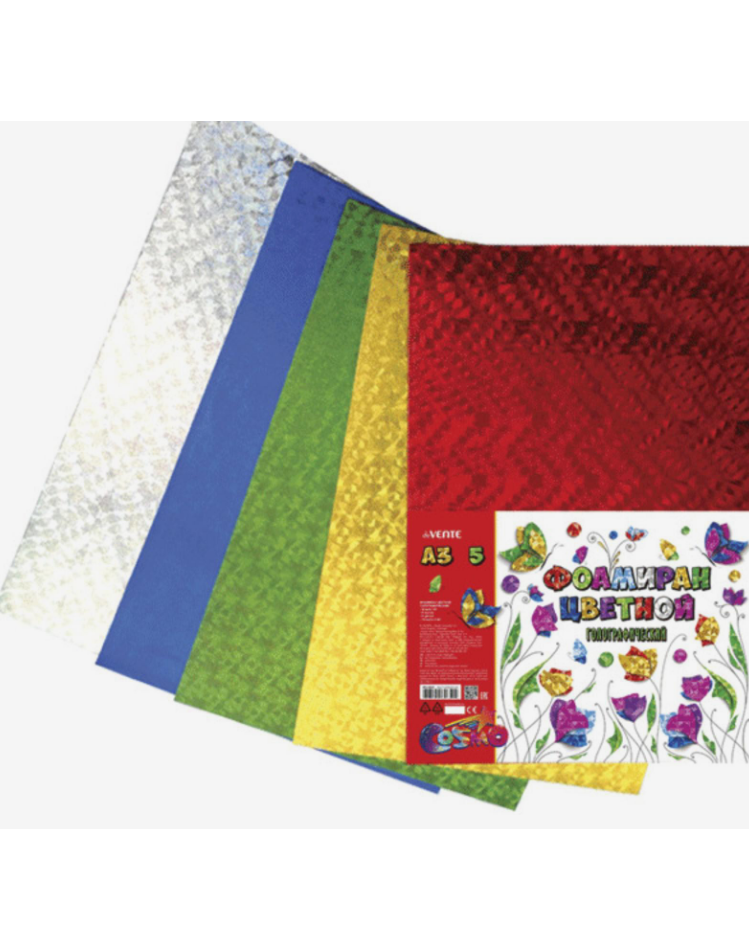 Цветной фоамиран ассорти (5 листов) А3 2мм 8013804-1