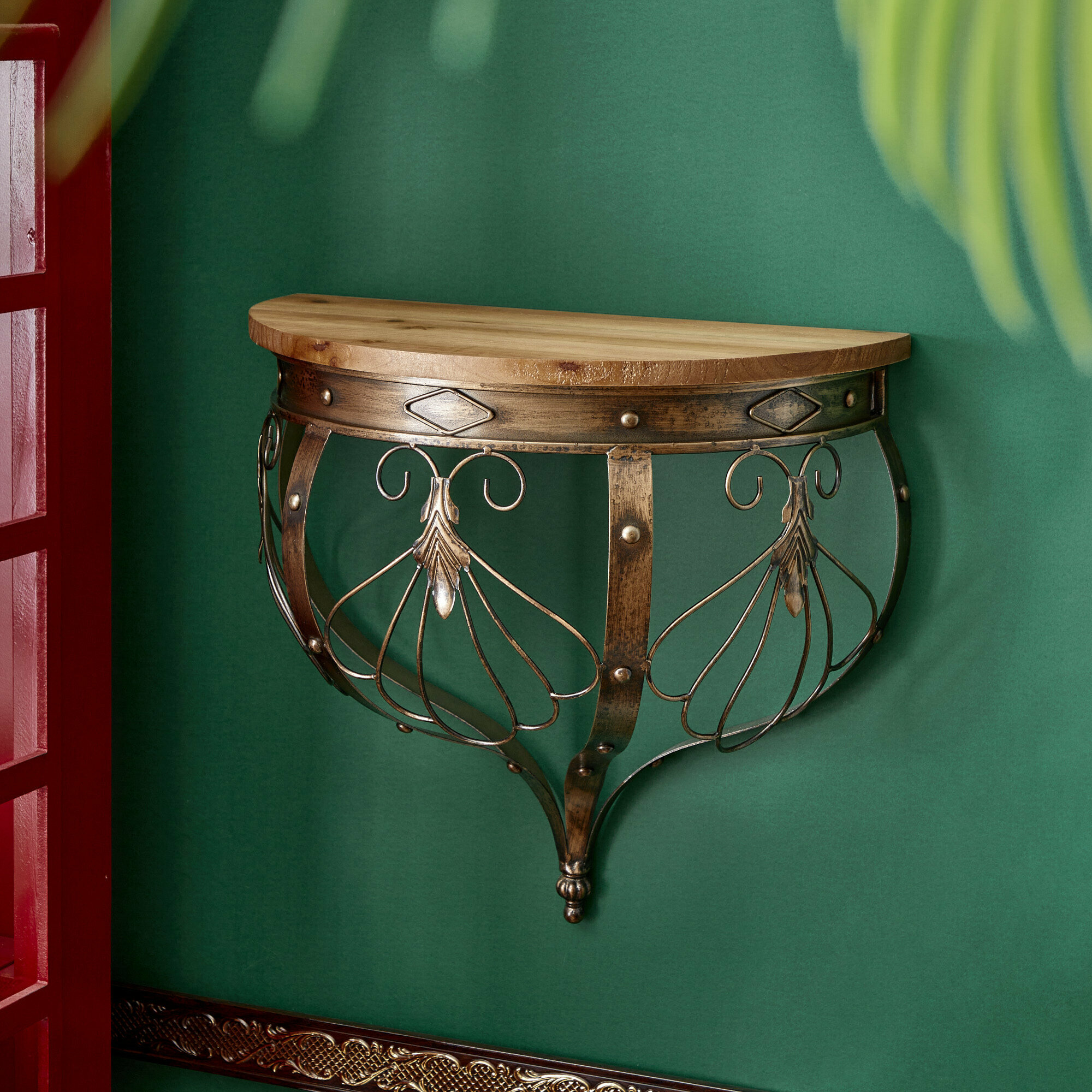 39-069 Консоль настенная 39 x 22 x 42 см, металл/дерево, Glasar