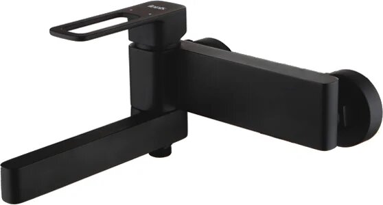 Смеситель для ванны с душем IDDIS Slide SLIBL00i02WA настенный, однорычажный, с поворотным изливом, черный, матовый, латунный, без лейки, с керамическим картриджем