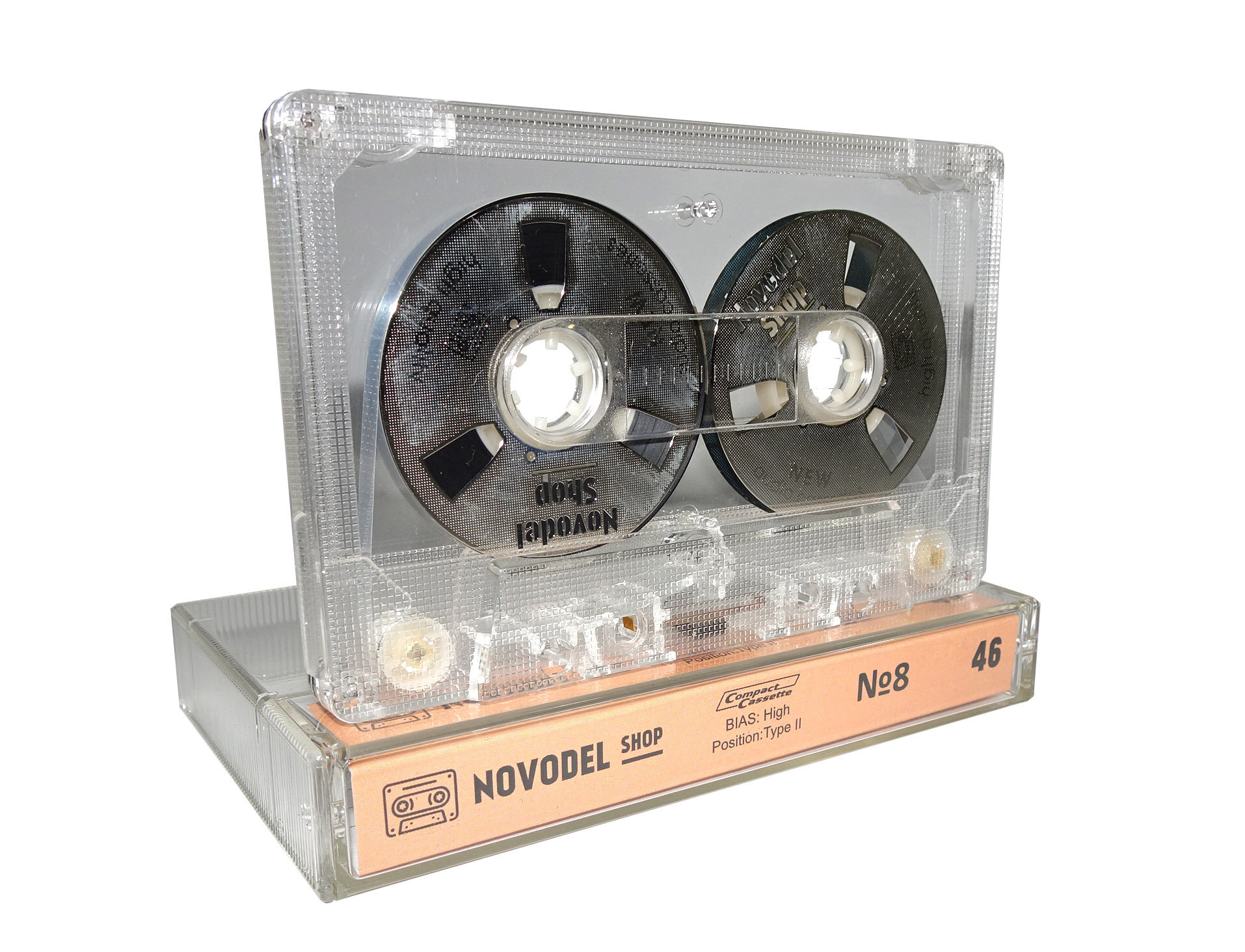 Аудиокассета "Novodel Shop №8"c серебристыми катушками