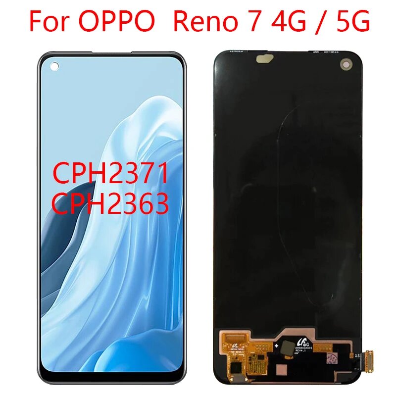 TFT для OPPO Reno7 CPH2363 ЖК-дисплей, преобразователь сенсорного экрана в сборе, замена для OPPO Reno 7 5G CPH2371, экран 6,4 дюйма AMOLED TFT Reno7 4G