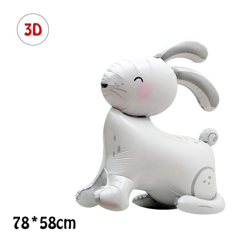 Белый фольгированный шар 3D Rabbit B