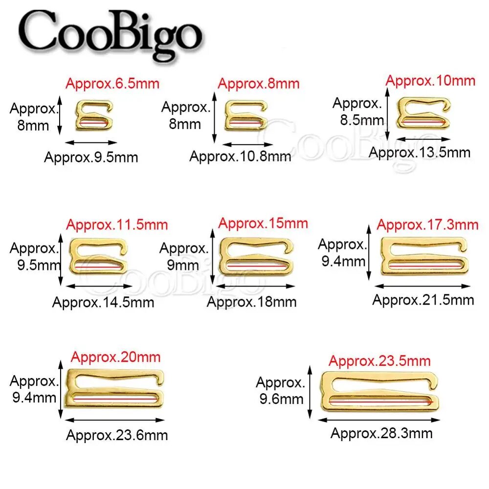 CooBigo Пряжки для бюстгальтеров, 10 мм, Gold Hook