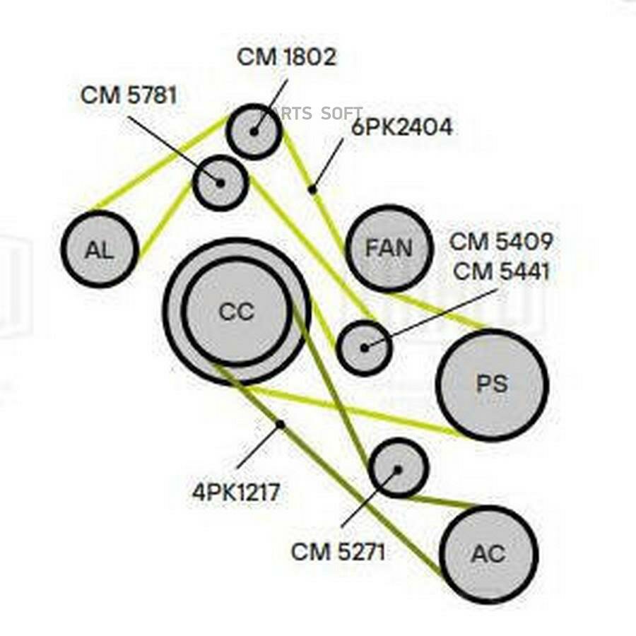 TRIALLI CM-5441 Натяжитель ремня (без ролика) для а/м Audi A6 (97-) 2.5d (CM 5441) ()