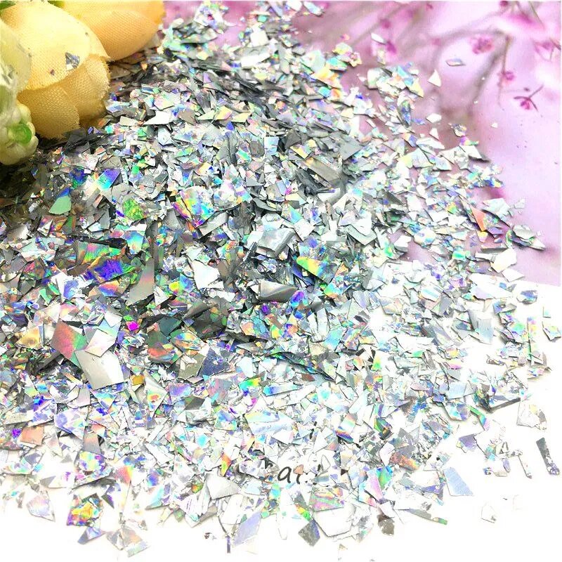 Блестки для ногтей Piesfule 10г Серебряный, Laser silver