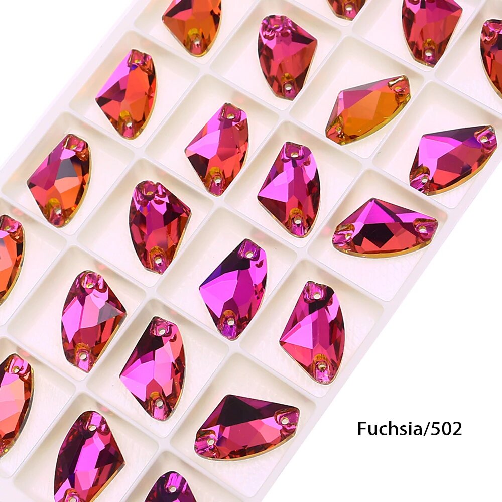 Стразы для декора одежды кристалл Фиолетовый, 14x9mm-30pcs, Fuchsia 502