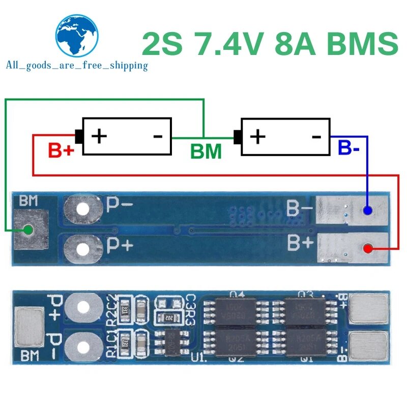 Литий-ионная плата защиты аккумулятора 7.4V 8A 1pcs