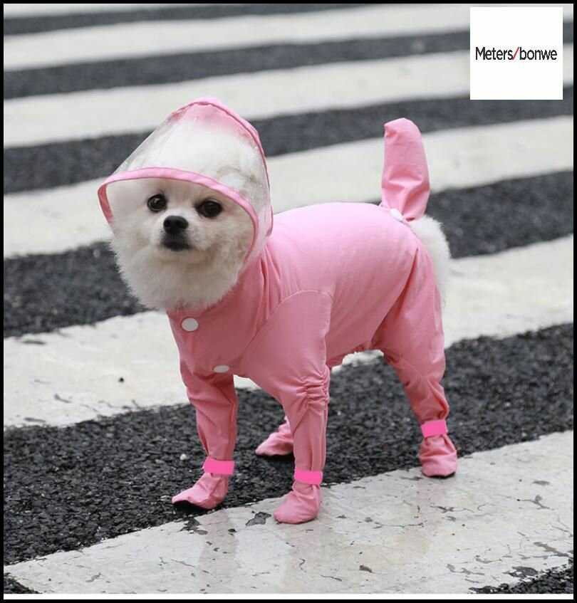 Дождевик для собак s-xxl Полностью закрытый Одежда для домашних животных с капюшоном