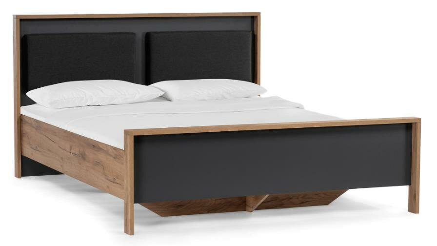 Двуспальная кровать Woodville Тхан 180х200 дуб крафт золотой / антрацит