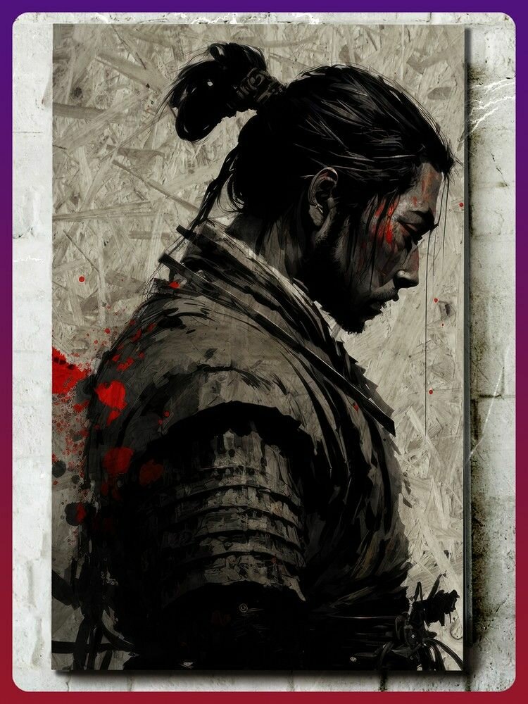 Картина интерьерная на рельефной доске Разное Мужчина (Самурай, Япония, воин) - 62412234