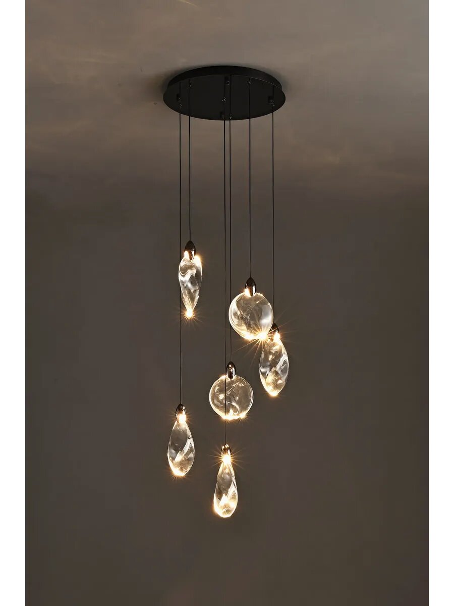 Люстра newrgy lighting f-aquila01, черный, прозрачный, цоколь LED, светодиодная, Подвесная LED люстра лофт, 3 Вт, свет нейтральный белый, теплый белый, холодный белый, для гостиной