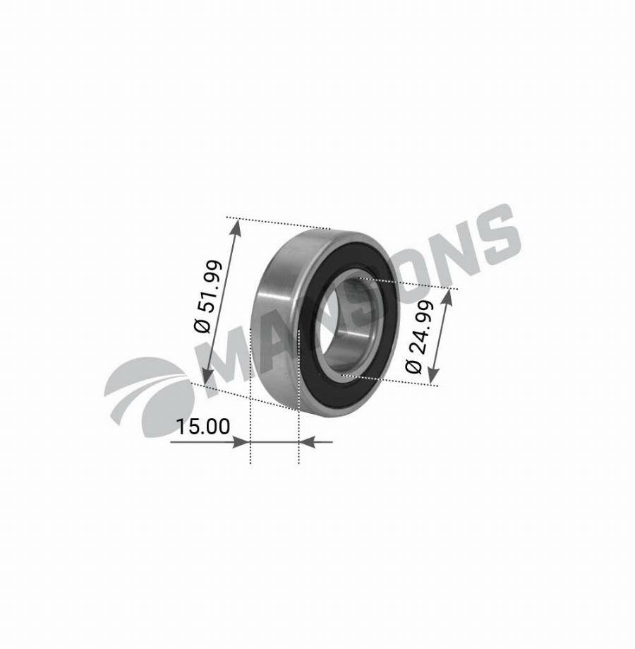 Подшипник 025*52*15 шариковый Volvo/Renault/DAF/Iveco/KAMAZ 900.076 (Mansons)