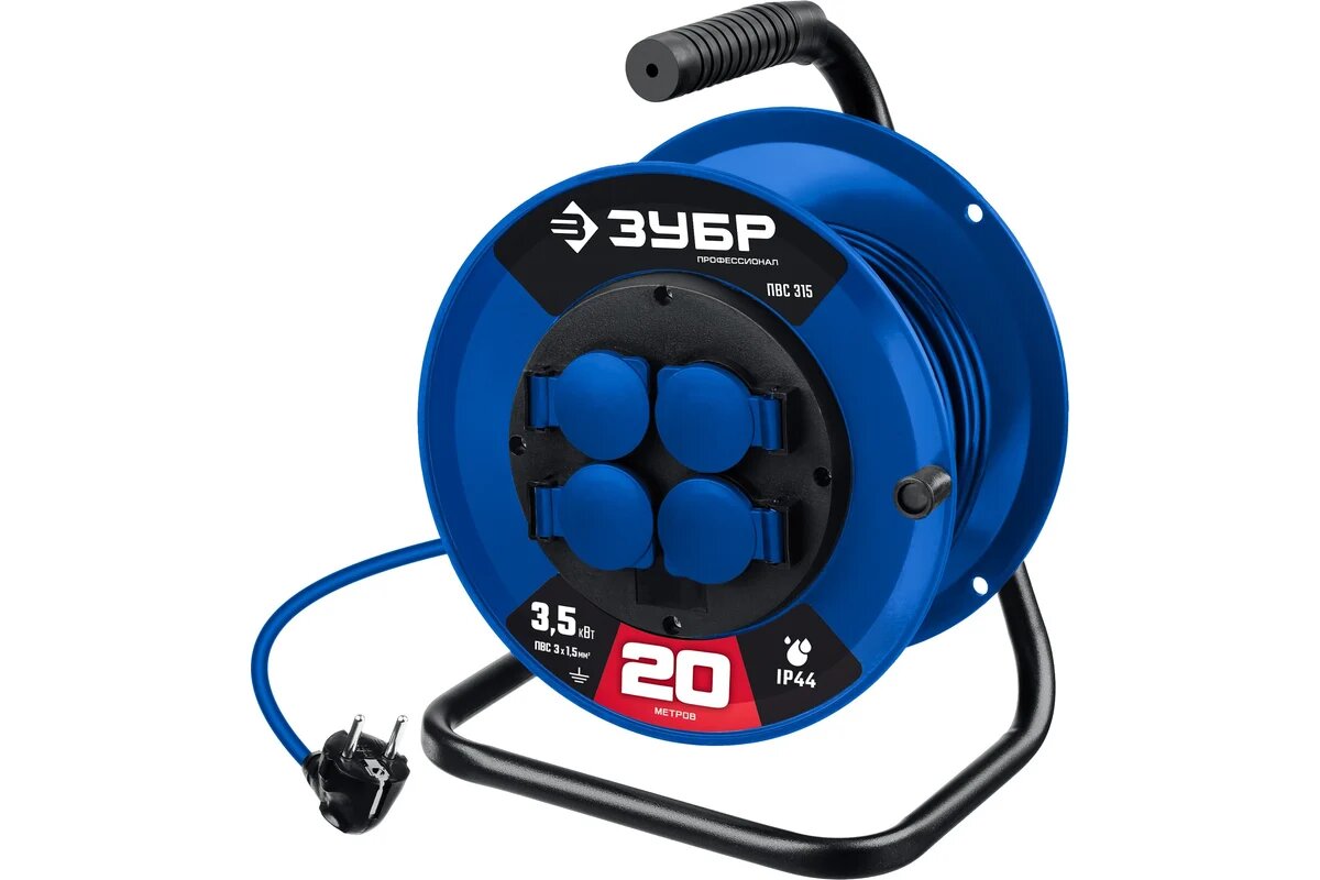 Силовой удлинитель на катушке ЗУБР ПВС 315 ПВС 3x1.5 20м 55081-20