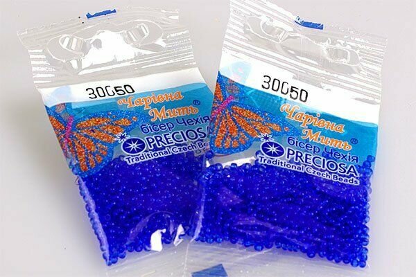 Бисер круглый PRECIOSA синий, глянцевый, упаковка 5 г, 10 шт (PR.30050)