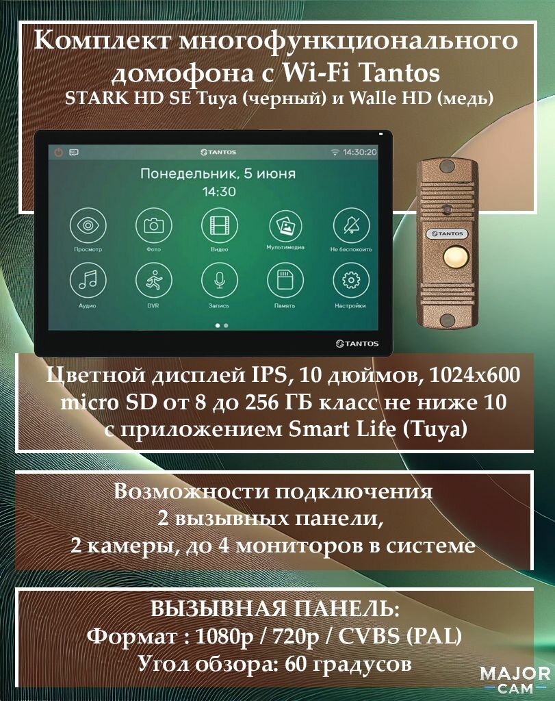 Комплект Stark HD SE Tuya (черный) и Walle HD (медь)