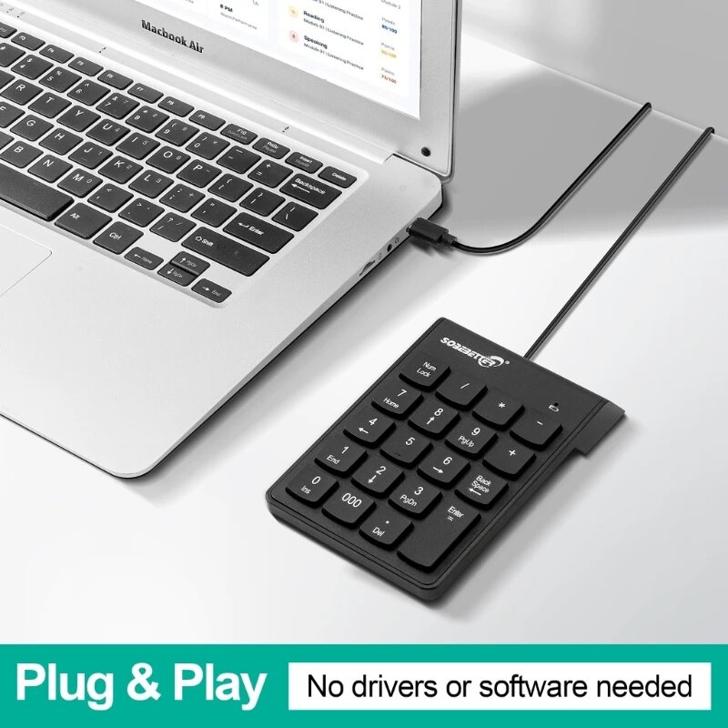 Проводная цифровая клавиатура Тип C/USB Цифровая клавиатура 19-клавишная клавиатура с номером клавиатуры F19E