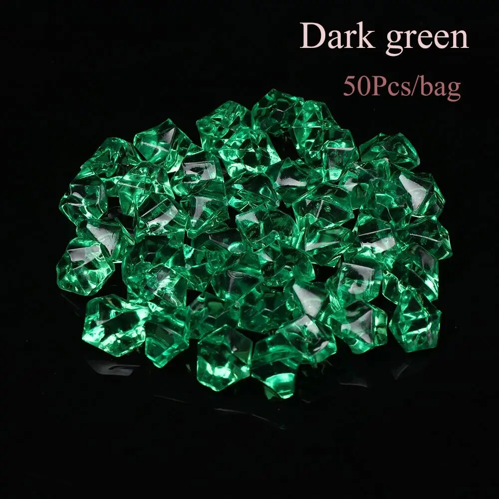 Изумрудные акриловые камни Dark green, 50 шт