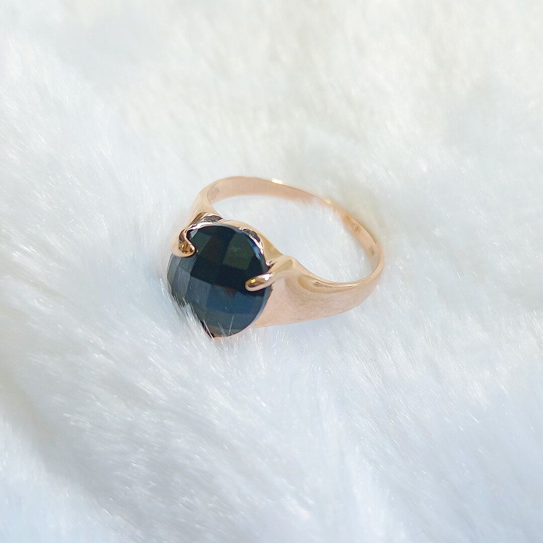 Перстень, красное золото, 585 проба, оникс