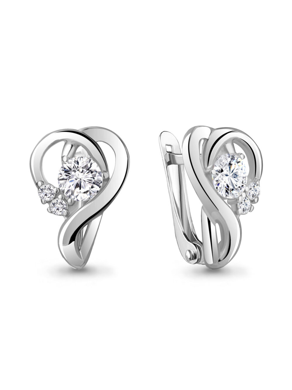 Серьги, серебро, 925 проба, фианит