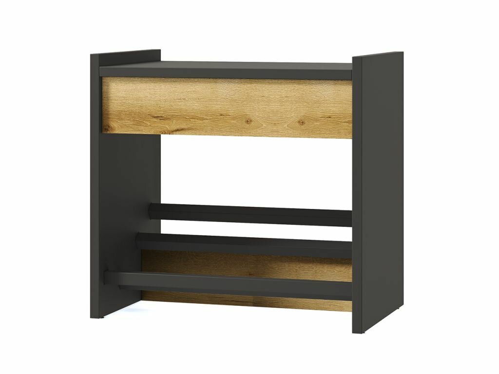 Скамья Аэлита Дуб Вотан / Чёрный 45 С ЛДСП для прихожей