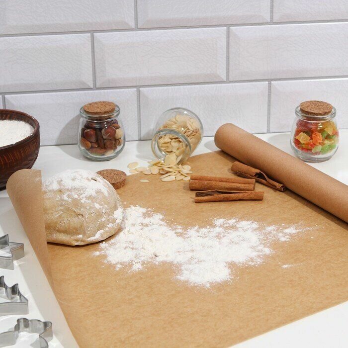 Пергамент 76смх50м коричневый силиконизированный /бумага для выпекания/ бумага для запекания