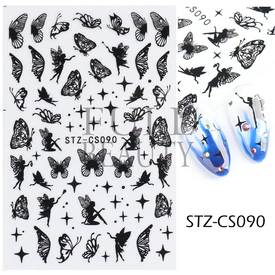 3D наклейки, слайдеры на ногти, белый край, французские украшения для дизайна ногтей, наклейки, блестящая пудра, накидка, все для маникюра NFSTZCS068