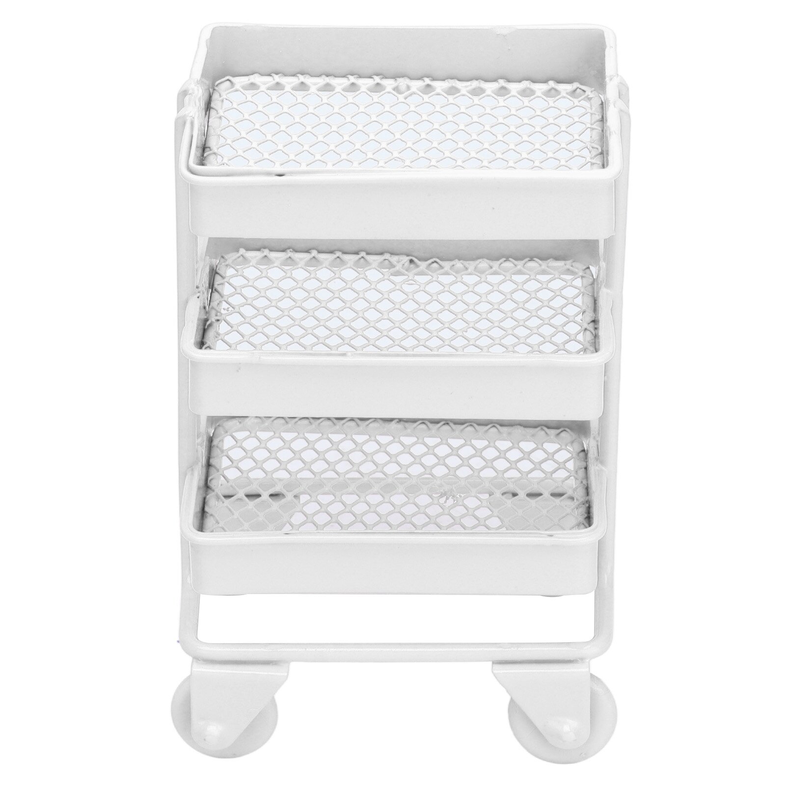 Миниатюрная игрушечная кукольная тумба в масштабе 1:12, 3-ярусная стеллажная система для хранения с колесиками, для кухонной мебели кукольного домика, белая.