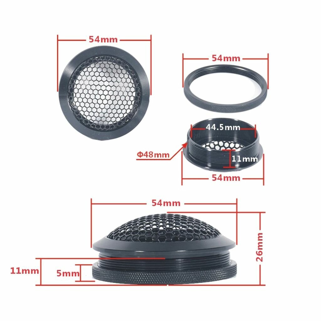 Запчасть для аудиотехники, Автомобильная алюминиевая решетка для динамиков - черная - 1.5 дюйма