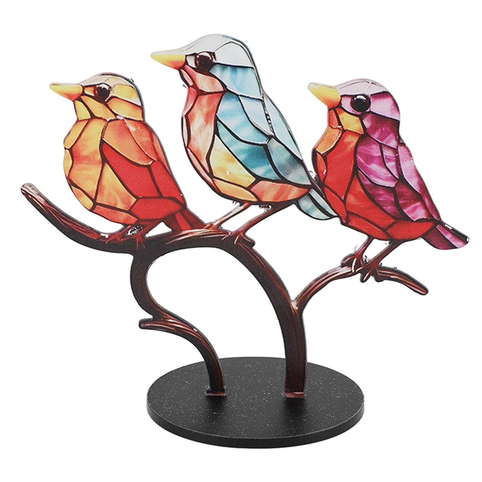 Птицы на ветке, украшения, акриловая красочная яркая плоская статуя животного, украшение для рабочего стола, офиса, дома, 3 птицы в одном направлении