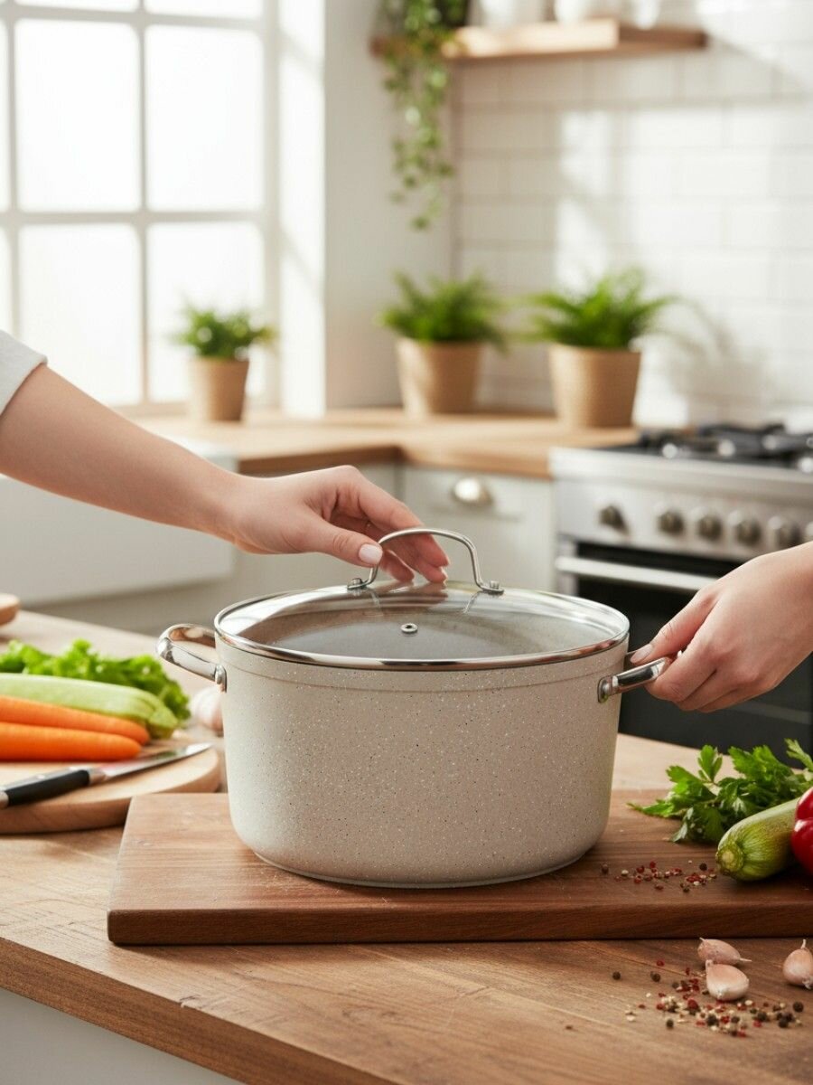 Кастрюля Korkmaz Granita 20 см со стеклянной крышкой 3 литра