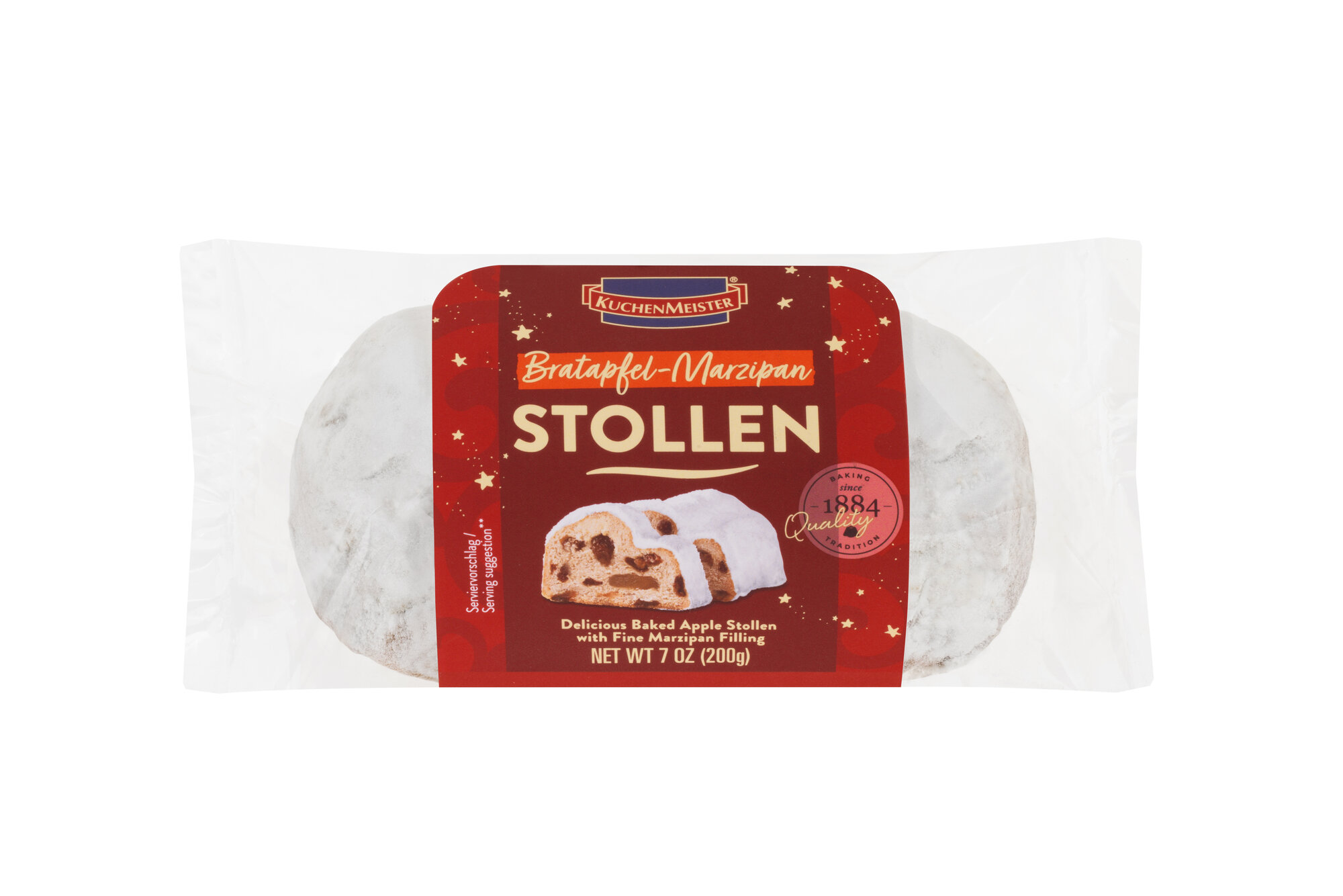 Кекс KuchenMeister марципановый штоллен с запеченным яблоком, 200г