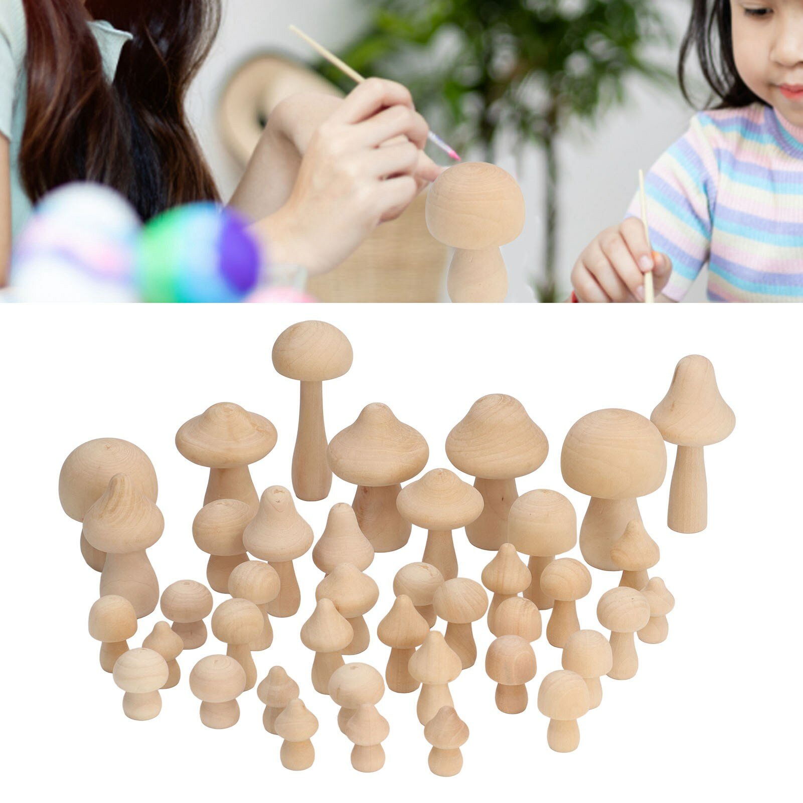 40 шт. незаконченный деревянный гриб Неокрашенный натуральный деревянный гриб украшение для украшения своими руками