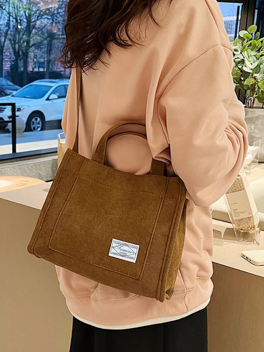 Мини шоппер из вельвета