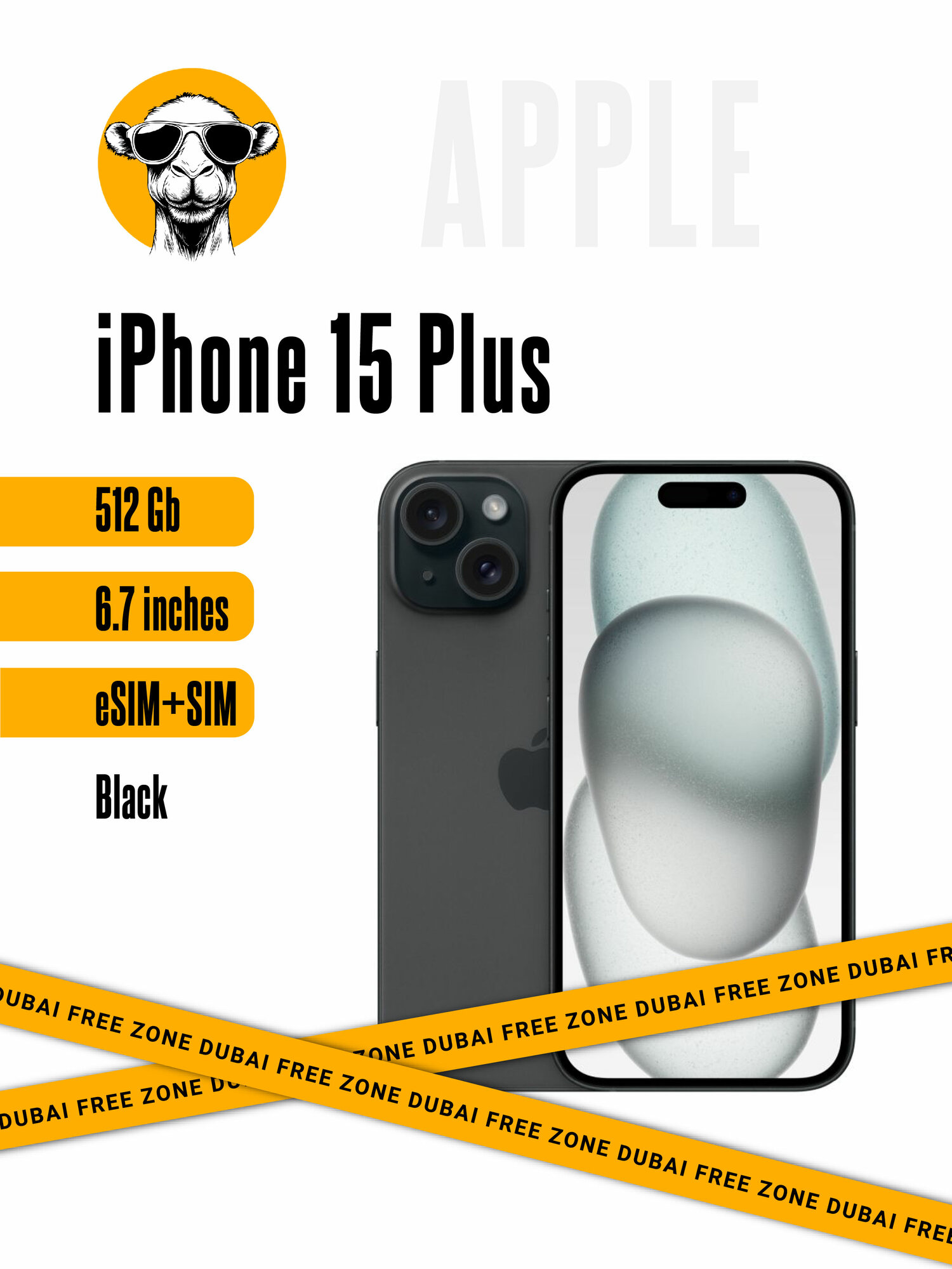 Смартфон iPhone 15 Plus 512GB Black Sim+E-Sim