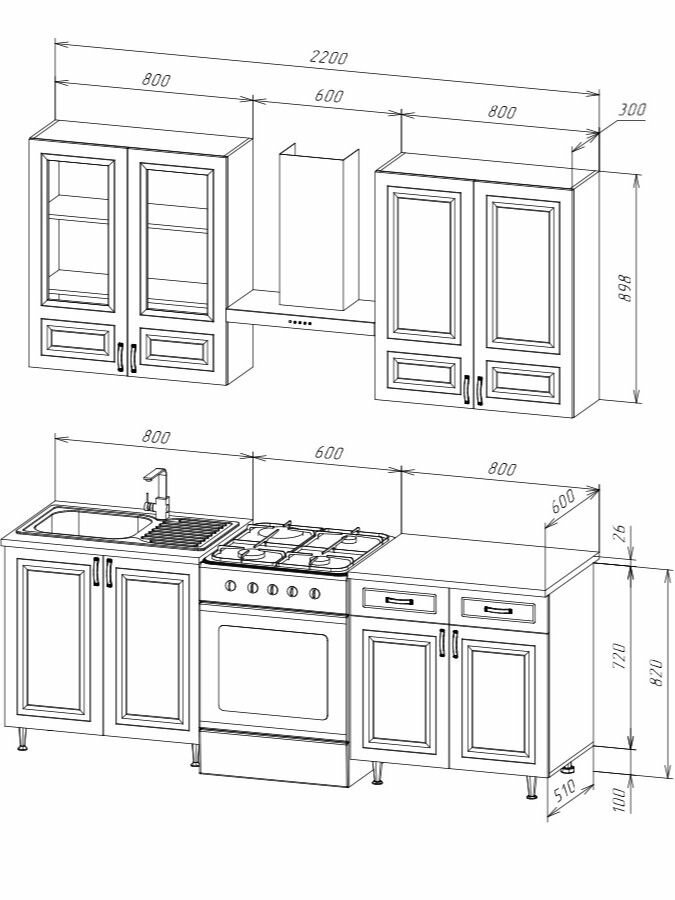 Кухонный гарнитур 1,6м/900 (к.2) Констанция белый матовый, белый со столешницей, МИФ