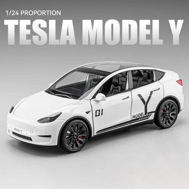 1:24 Roadster Model Y Model 3 Model S Модель игрушечной машины из сплава Звук и свет Детские игрушки Коллекционные подарки на день рождения