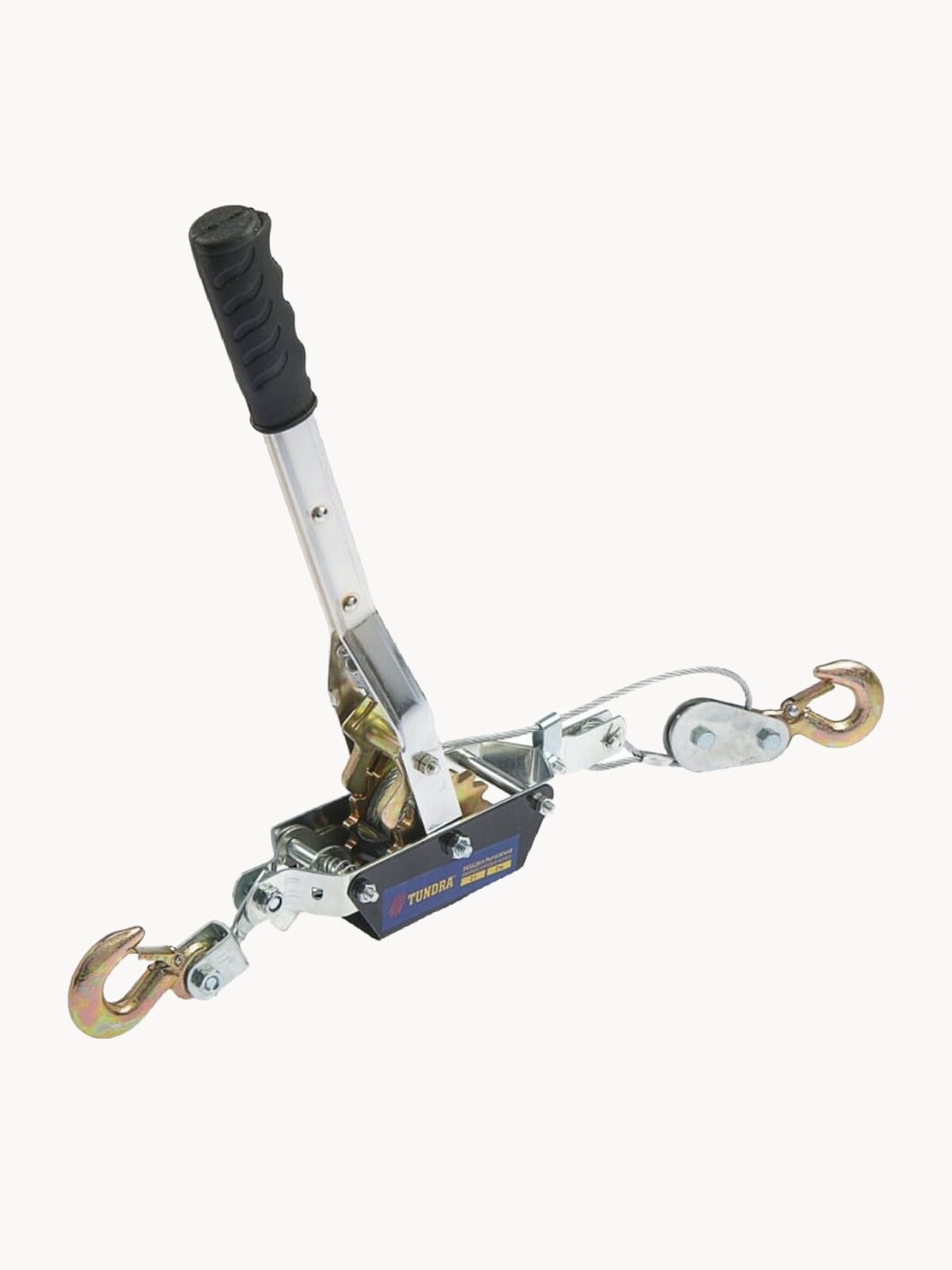 Лебедка рычажная тундра, двойное храповое колесо, тяга 2 т (подъем 0.8 т), трос 2 метра