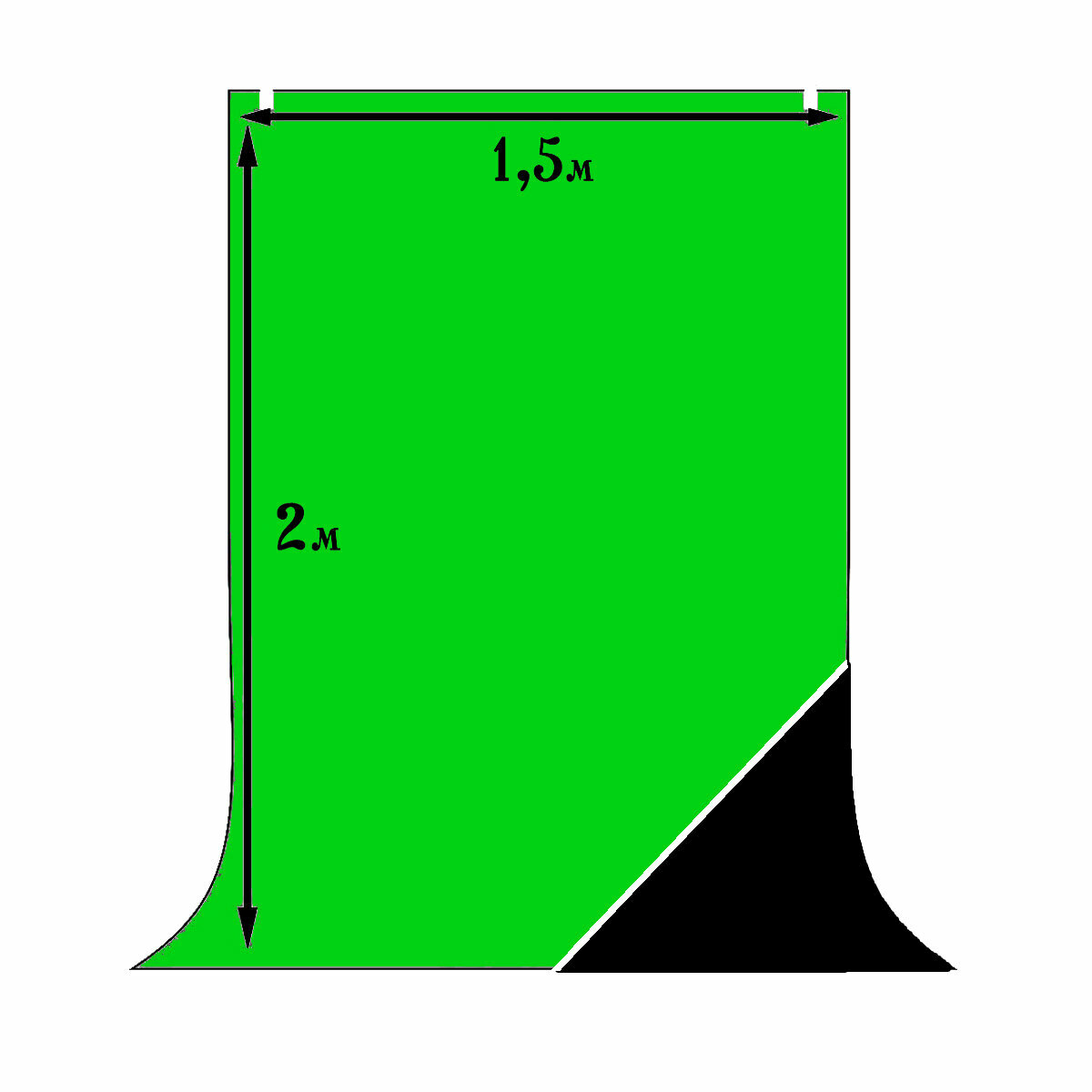 Фон двухсторонний 2*1.5м Зеленый и Черный / для фото и видео съёмки