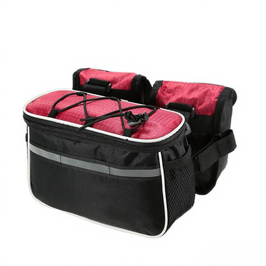 Ремovable Bike Bicycle Cycle Front Frame Bag Front Tube Bag Pouch Pack Cross-body Bag, Black/ Blue/ Red/ Grey, Oxford cloth, Main bag size 22*7.5*14.5cm, 1 piece, with rain cover, quick-release system, detachable shoulder strap, two small bags, XPE foam