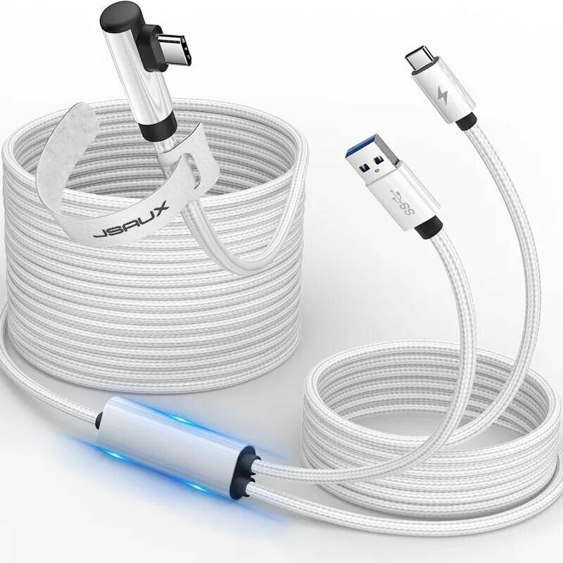 Соединительный кабель USB-C 2-в-1 для аксессуаров Meta/Oculus Quest 3/2, высокоскоростное зарядное устройство JSAUX USB 3.0, совместимое с Quest 3 2 1 Pro Pico 4