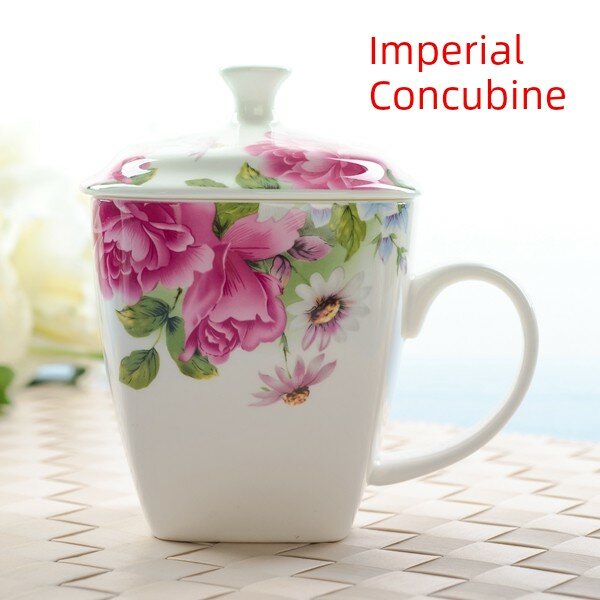 Элегантная керамическая квадратная чашка с узором императрицы, 300 мл для повседневного использования