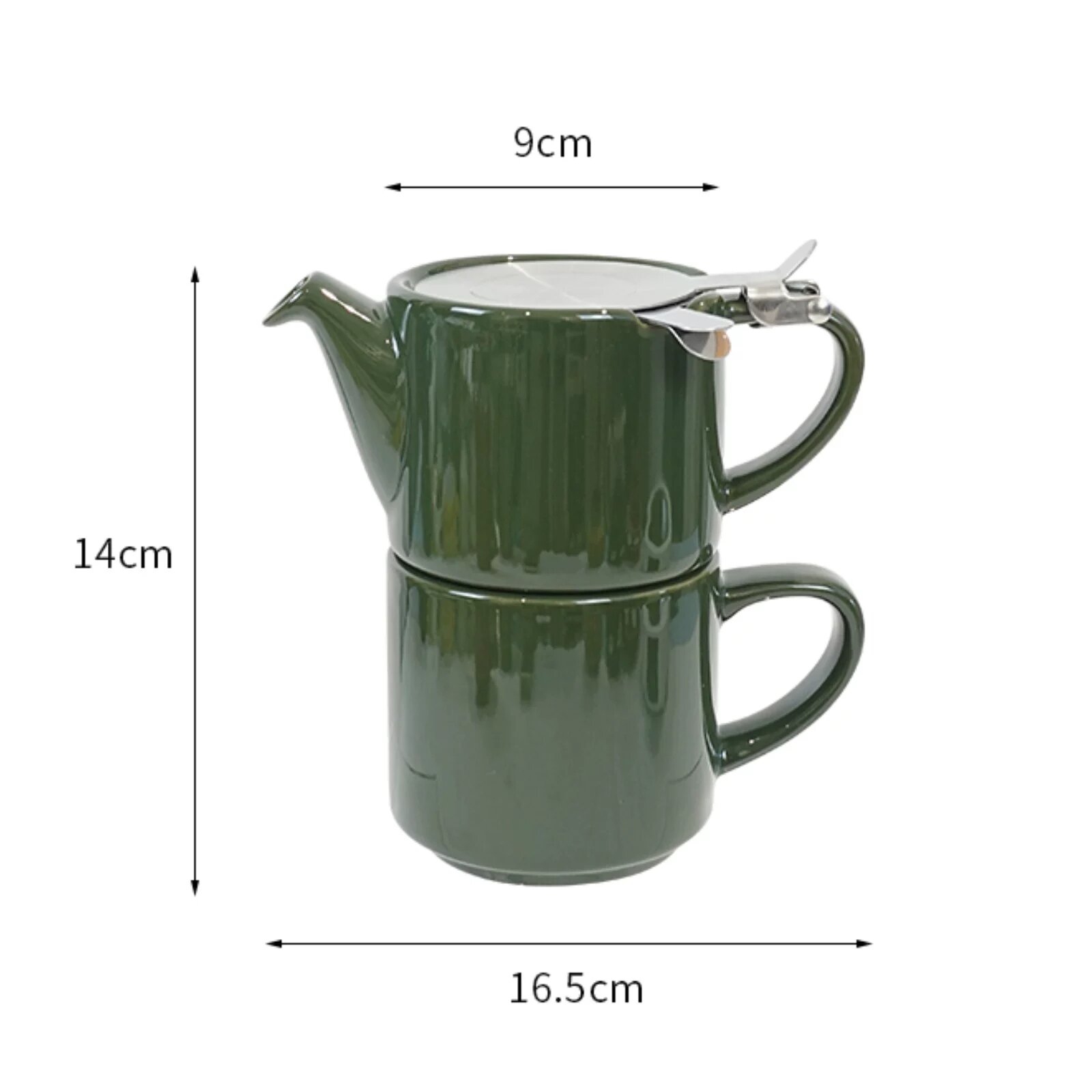 London Pottery Sonle Series Зеленый чайник и чашка, набор 300 мл с фильтром, британский чайный набор