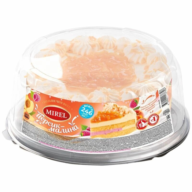 Торт Персик-малина, 700г Mirel, замороженный