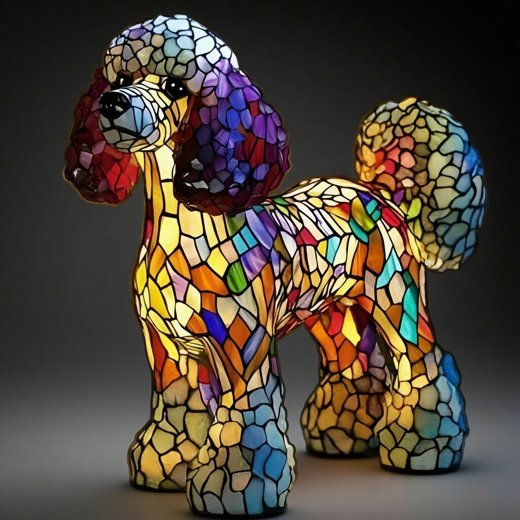 Светильник "Пудель", светодиодный, пластик, полирезин, 17x13x19см